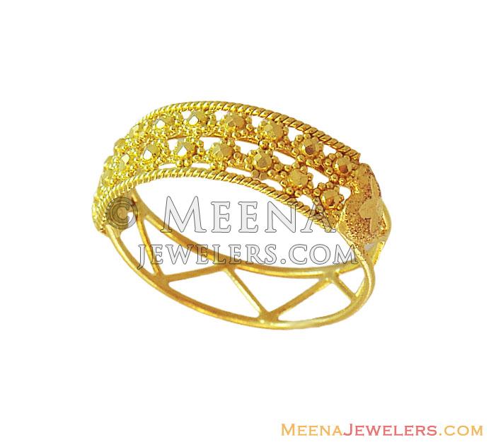 22K Gold Indian Ring - RiLg12452 - 22 Kt Gold Indian Fancy Ring with ...