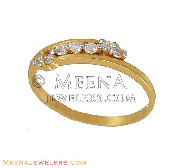 22Kt Gold Signity Ring - RiLs10036 - 22Kt Gold Ladies Ring studded with ...