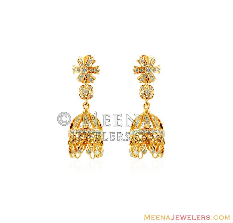 18kt Diamond Fancy Jhumki - DiEr16389 - 18Kt Yellow Gold fancy design ...