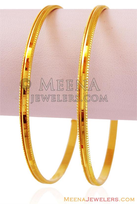 22K Gold Bangles (2 PC) - BaGo17685 - 22k Gold Bangles (Pair) designed ...