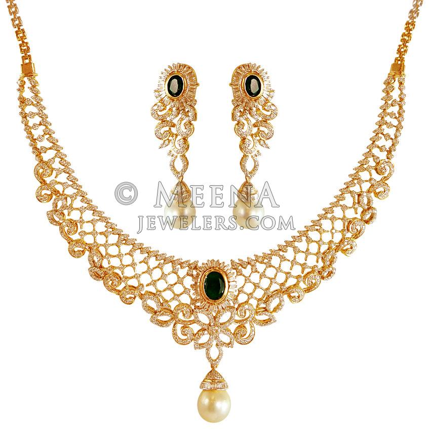 18kt Diamond Necklace Set - DiNs21506 - 18kt yellow Gold Diamond ...