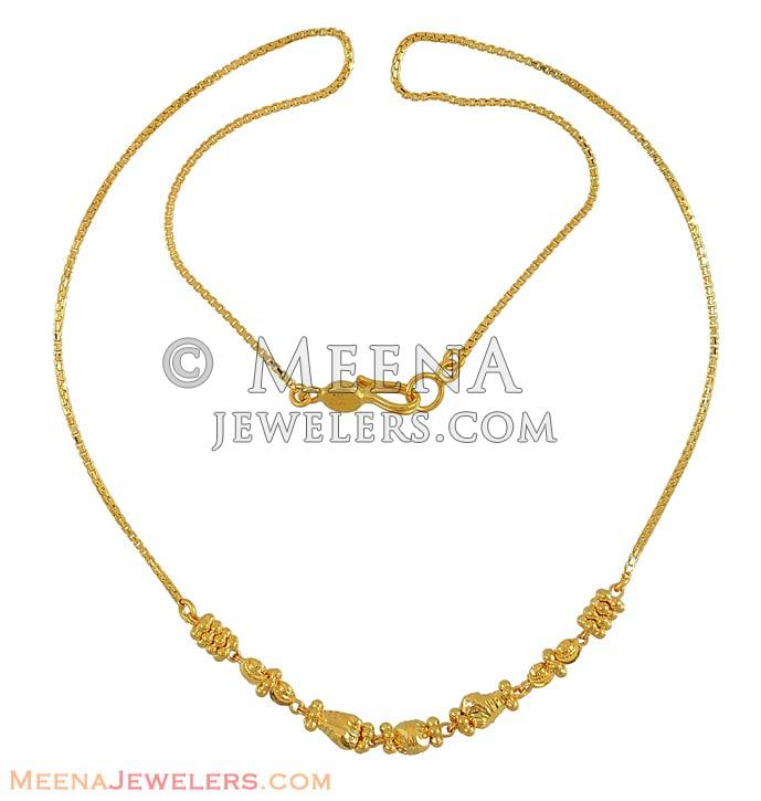 Gold Fancy Chain (16 Inch) - ChFc8063 - 22Kt Gold fancy chain with gold ...