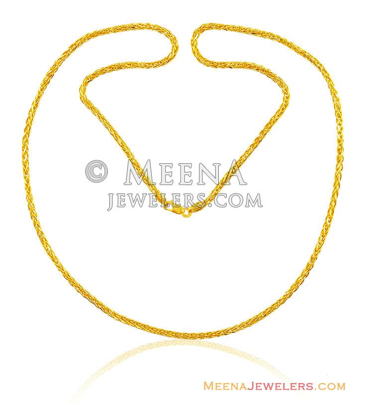 Fox Tail Chain (22 Inch) In 22K - ChPl14677 - Fox Tail chain with high ...
