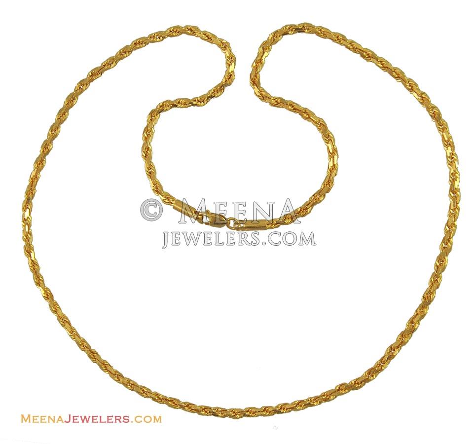22K Solid Rope Mens Chain - ChMs11179 - 22k gold mens solid rope chain ...