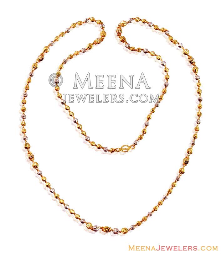 Fancy Two Tone Gold Chain (24 IN) - ChLo17045 - 22K Gold balls chain ...