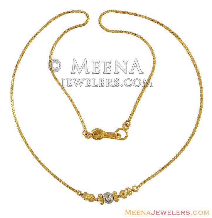 22Kt Gold Dokia Chain - ChFc7208 - 22Kt Gold dokia Necklace Chain with ...