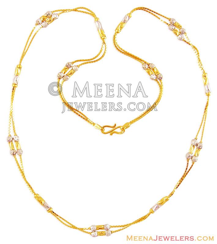 22K Gold Layered Chain - chfc16365 - 22K Gold Chain designed ...