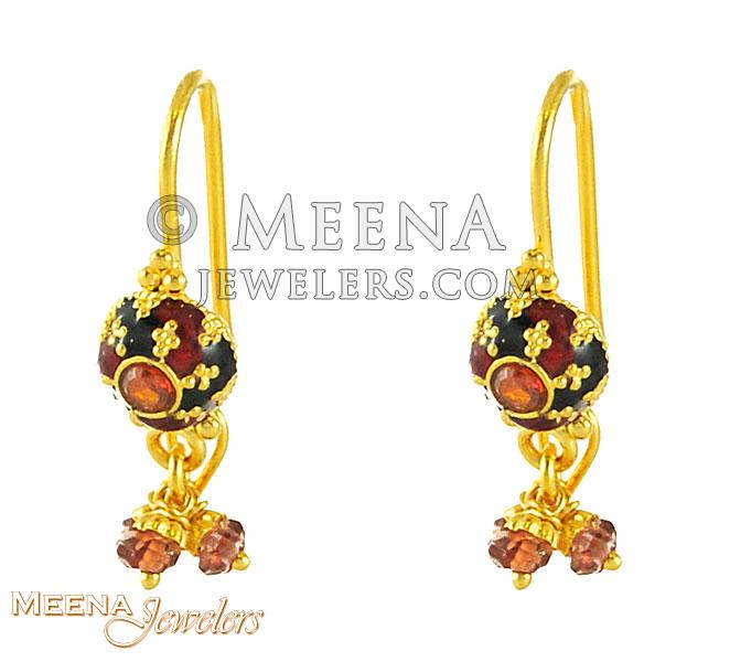 22K Gold Hook - ErFc3032 - 22K Gold Earrings (hook style) with hanging ...
