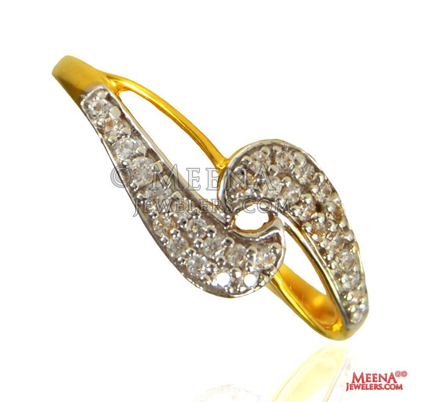 22 Kt Gold Signity Ring - RiLs24497 - 22 Kt Gold Fancy ring for ladies ...