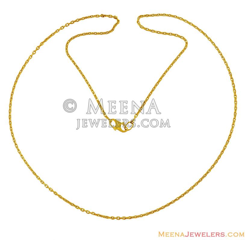 22k Plain Gold Chain (23 Inches) - ChPl12947 - 22k gold plain design ...