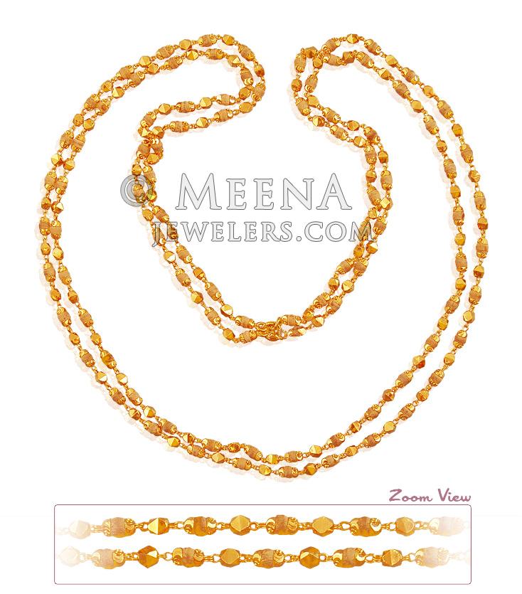 22k 2 Layered White Tulsi Mala - ChLo18501 - 22k Gold 2 layered white ...