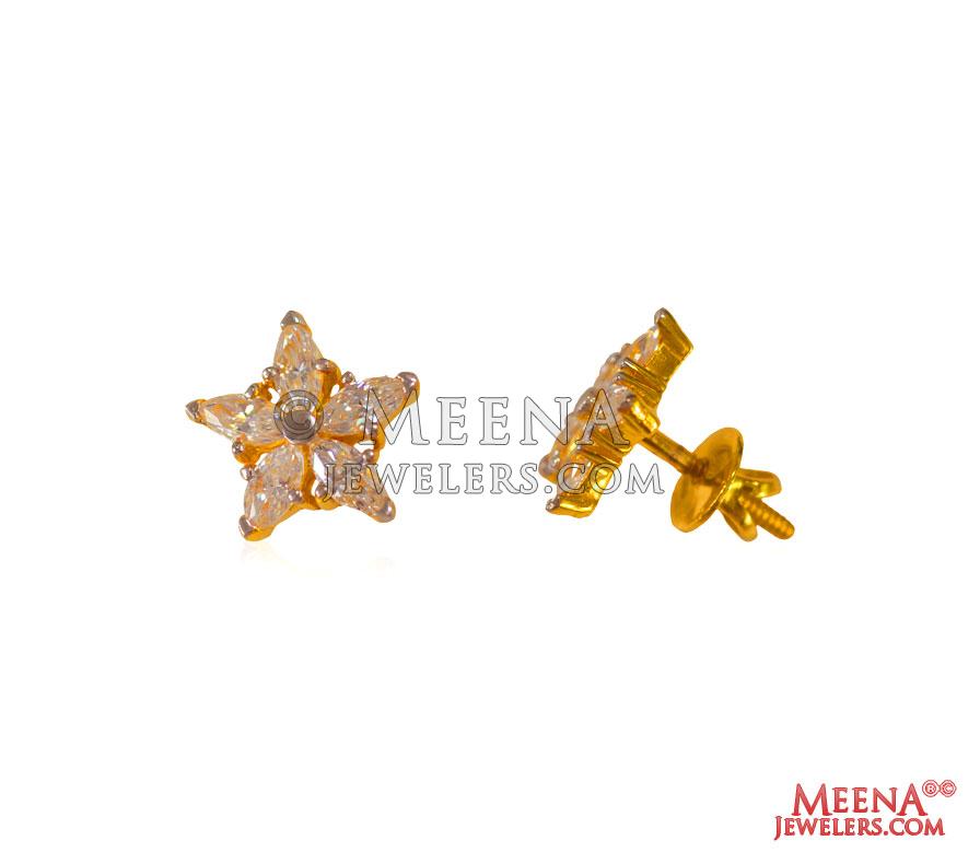 (22 Karat) Fancy Gold Tops with CZ - ErSi25641 - 22Kt Gold designer ...