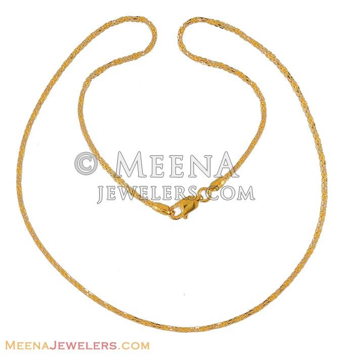 22K Gold Rhodium Finish Chain - ChPl6437 - 22K Gold Chain ( light 2 ...