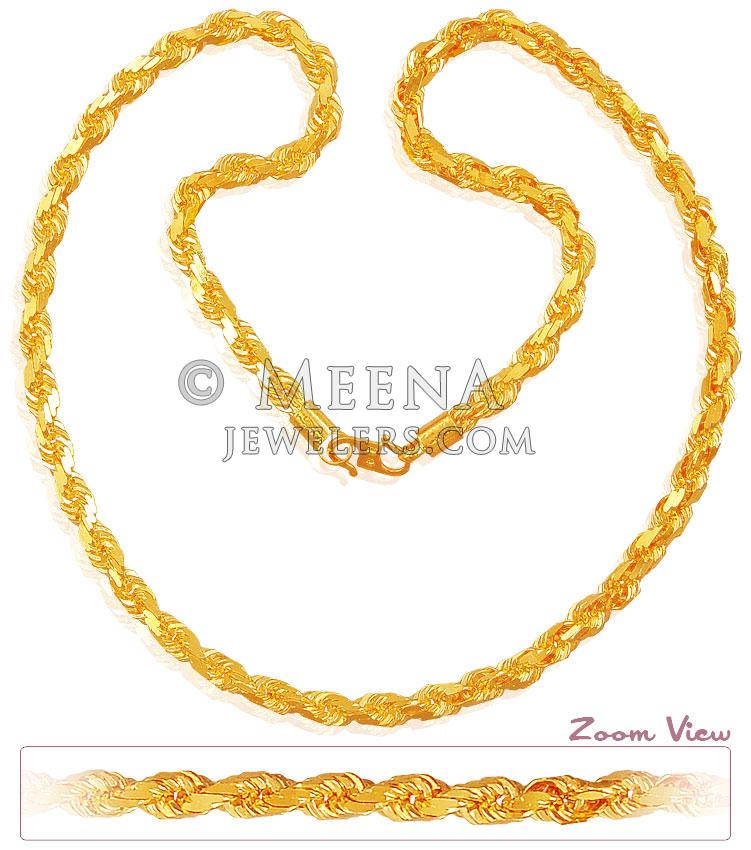 22K Rope Chain (22 Inch) - ChPl18567 - 22K Gold Heavy Rope chain (22 ...