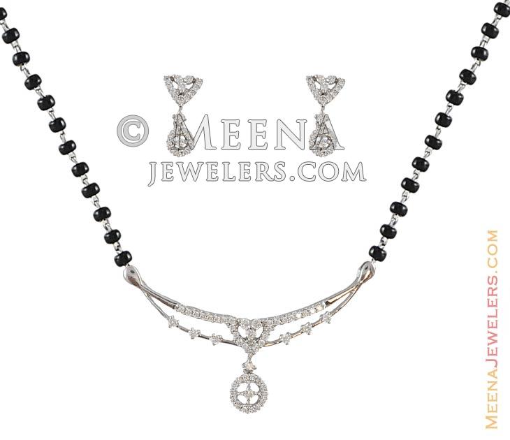 Diamond Mangalsutra Set With 18kt White Gold - DiMa5062 - Three pieces ...
