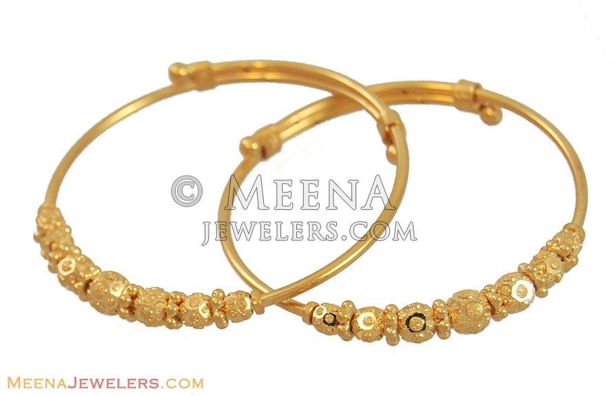 22 Gold Baby Bangles - baby10067 - 22k gold baby bangles in filigree ...