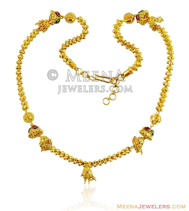 22K Gold Precious Stones Chain - chfc15306 - 22Kt Gold Ladies Chain ...