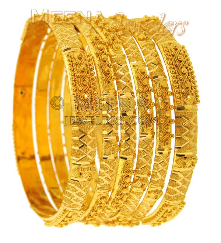 22Kt Gold Handmade Bangles - BaSt1575 - 22 Kt Gold Handmade Bangles Set ...