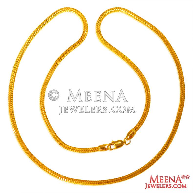 22K Gold Round Chain - chpl26551 - 22K Gold Round Chain is designed in ...