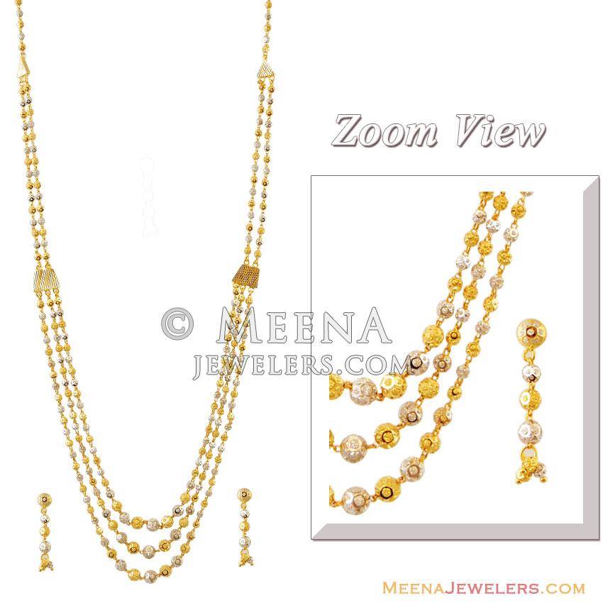 22K 2 Tone Layered Necklace Set - StGo11691 - 22Kt Gold Two Tone Three ...