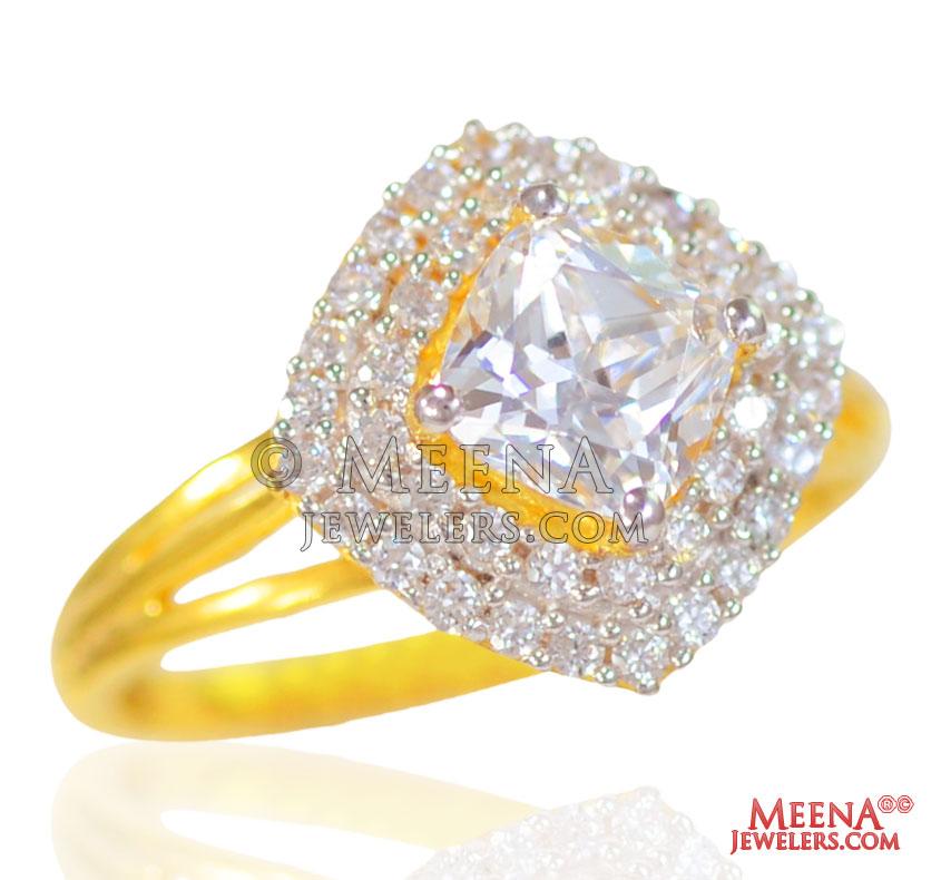 22 Kt Gold Signity Ring - RiLs26662 - 22 Kt Gold Signity Ring has CZ ...