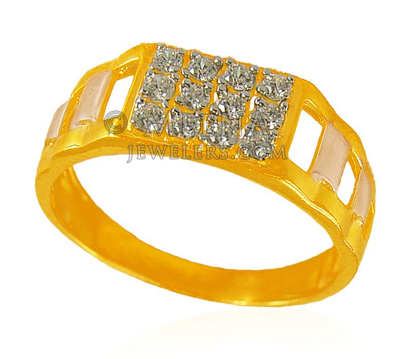 Gold Mens Ring - RiMs19557 - 22K Gold Men's Ring studded with star ...