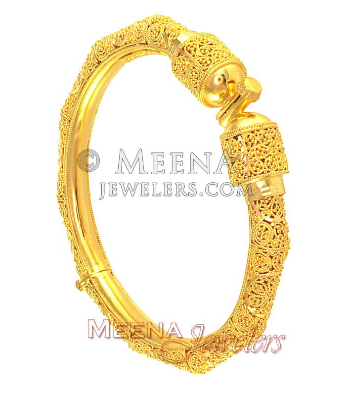 22K Gold Designer Kada ( Pipe Bangle) - BaKa2470 - 22K Gold Kadas ...