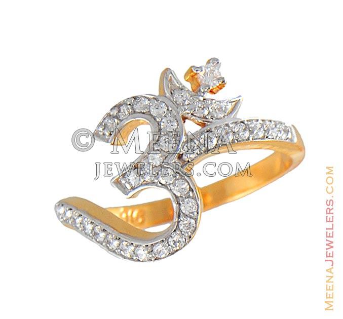 Signity Ring With Om Sign - RiLs4942 - 22kt Gold ring with beautiful ...
