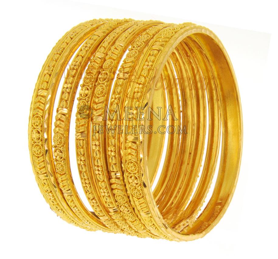 22Kt Gold Handmade Bangles - BaSt1406 - 22 Kt Gold Handmade Bangles Set ...