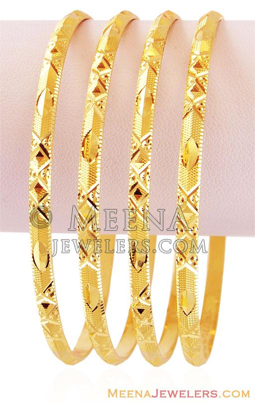 Machine Made Gold Bangles Set - BaGo16609 - 22K Gold Bangles set (Set ...