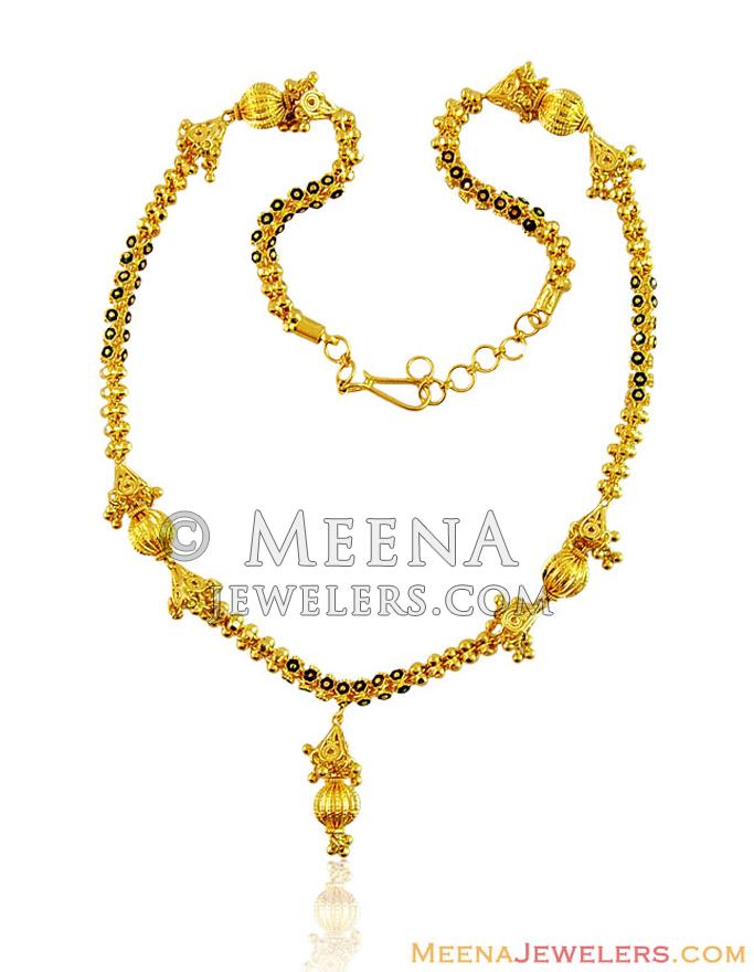 22k Gold Fancy Meena Chain - chfc15297 - 22K Gold fancy Chain, designed ...