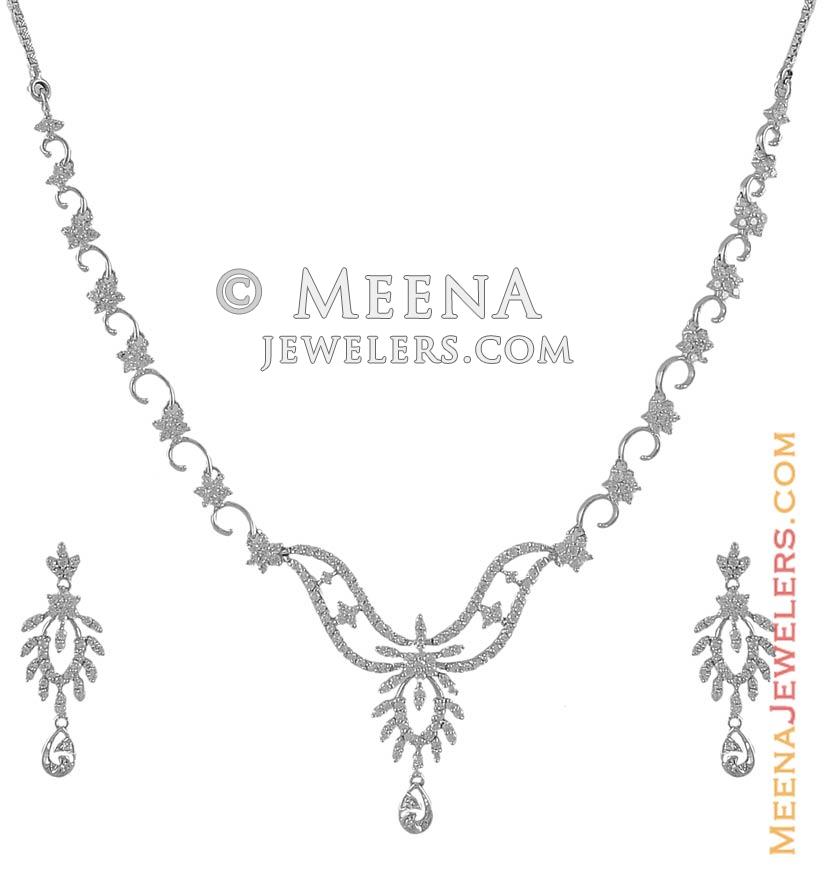 18K White Gold Designer Set - StWg7593 - 18Kt solid white gold necklace ...