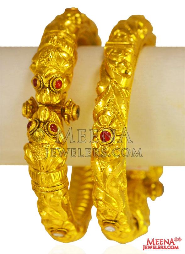 22Kt Gold Antique Kadas (2 Pc) - BaKa27608 - US$ 7,030 - Introducing ...