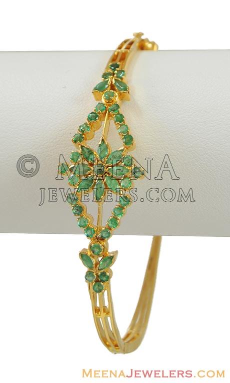 Emerald Bangle (22 Karat) - BaPs10348 - 22kt gold bangles with precious ...