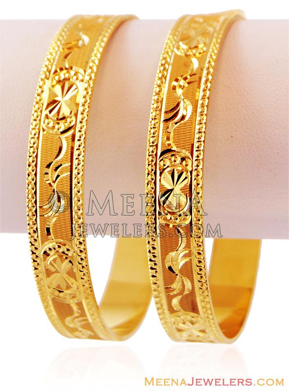 22K Gold Bangles(2 Pc) - BaGo16244 - 22k Gold Bangles(2PCs), fine ...