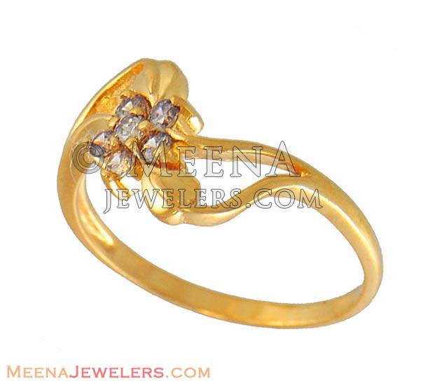 22Kt Gold Signity Ring - RiLs4875 - 22Kt Gold Ladies Ring studded with ...