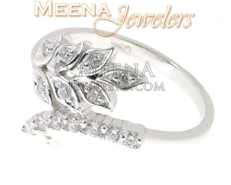 18 Kt White Gold Ladies Signity Ring - RiWg1809 - 18 Kt White Gold ...