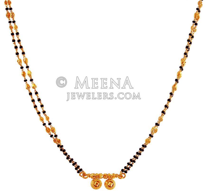 22K Long Mangalsutra - chms18097 - 22K Gold Mangalsutra designed with a ...