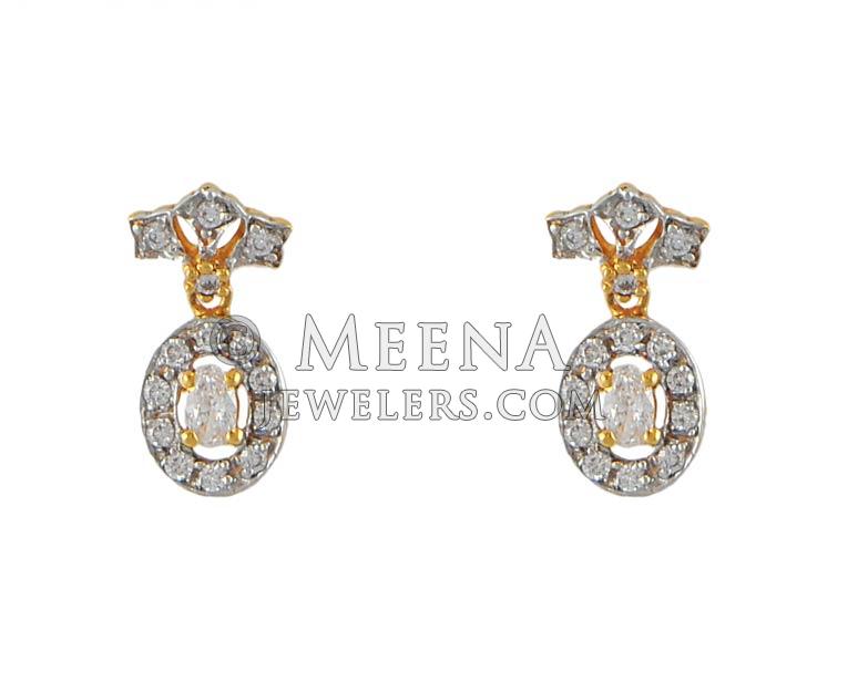 22 Kt Gold Signity Earring - ErSi4456 - 22 Kt Gold fancy earring with ...