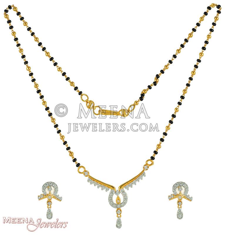 Gold 2 tone MangalSutra Set - ChMs3607 - 22Kt Gold Two Tone MangalSutra ...