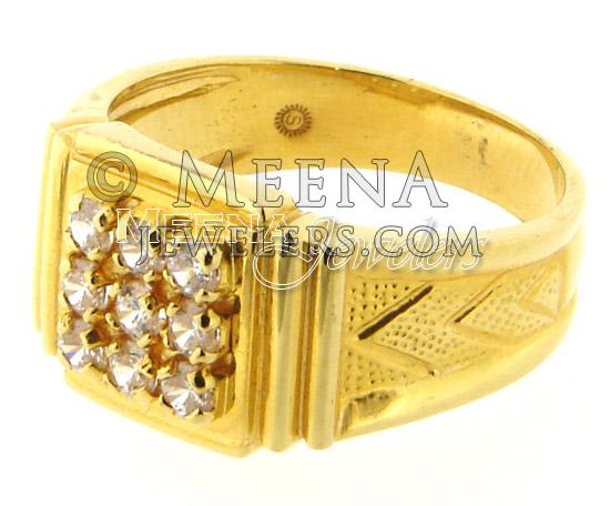 22 Kt Gold Mens Signity Ring - RiMs497 - 22 Kt Gold Mens Signity Ring