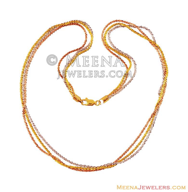 22K Gold Multi Tone Chain - ChFc15751 - 22K Gold three tone chain ...