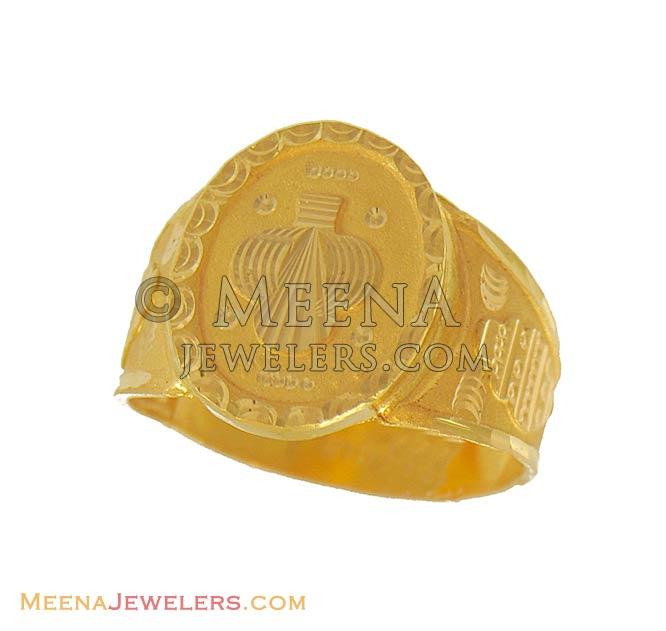 22k Exquisite Gold Ring(Mens) - RiMs7750 - 22k mens gold ring with matt ...