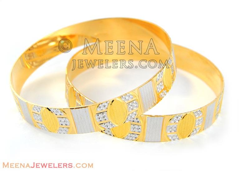 Gold Laser Two tone Bangle - Ba2t5083 - Laser bangles (kada) with two ...