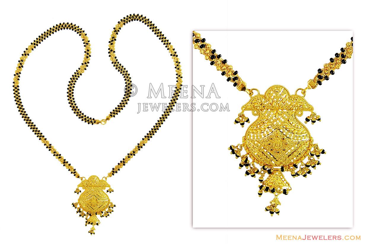 22K Gold Designer Fancy Mangalsutra - ChMs12939 - 22K Gold Long ...