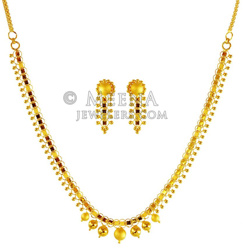 22Kt Gold Necklace Set - StLs20794 - 22kt Gold Necklace and Earrings ...