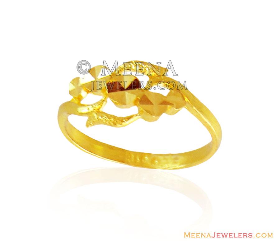Fancy Gold Ring 22K - Rilg16495 - 22K Gold ring for women in fancy ...