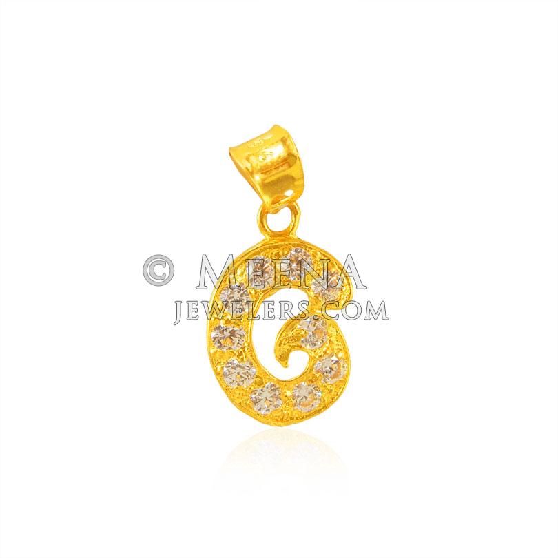22Kt Gold Pendant with Initial(G) - PeIn23267 - 22Kt Gold Initial "G ...