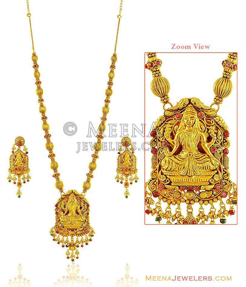 22k Ruby Temple Jewelry - StBr14956 - 22k gold designer patta necklace ...