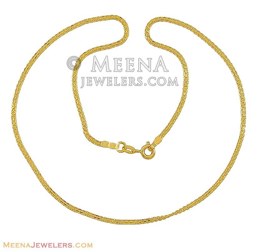 22K Plain Gold Chain - ChPl8688 - 22K plain small chain in yellow gold.